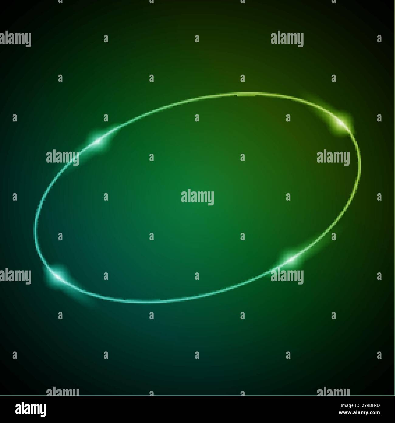 Neon Frame with Glow, and Sparkles. Electronic Luminous Oval Frame in ...