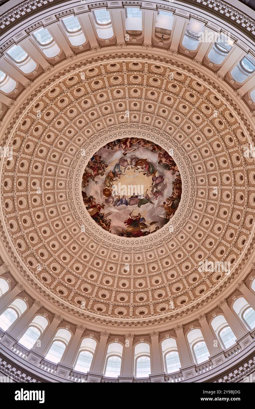 A breathtaking view of the U.S. Capitol Dome's interior, showcasing the ...