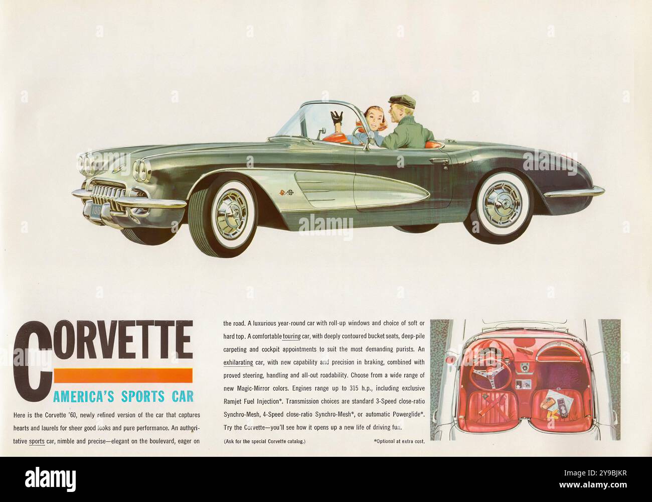 1960 Chevrolet Corvette - Vintage press car advertising Stock Photo - Alamy