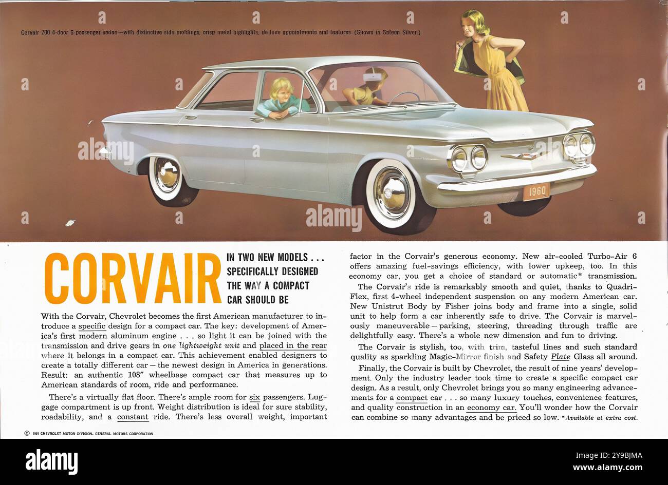 1960 Chevrolet Corvair 0001 - Vintage press car advertising Stock Photo ...