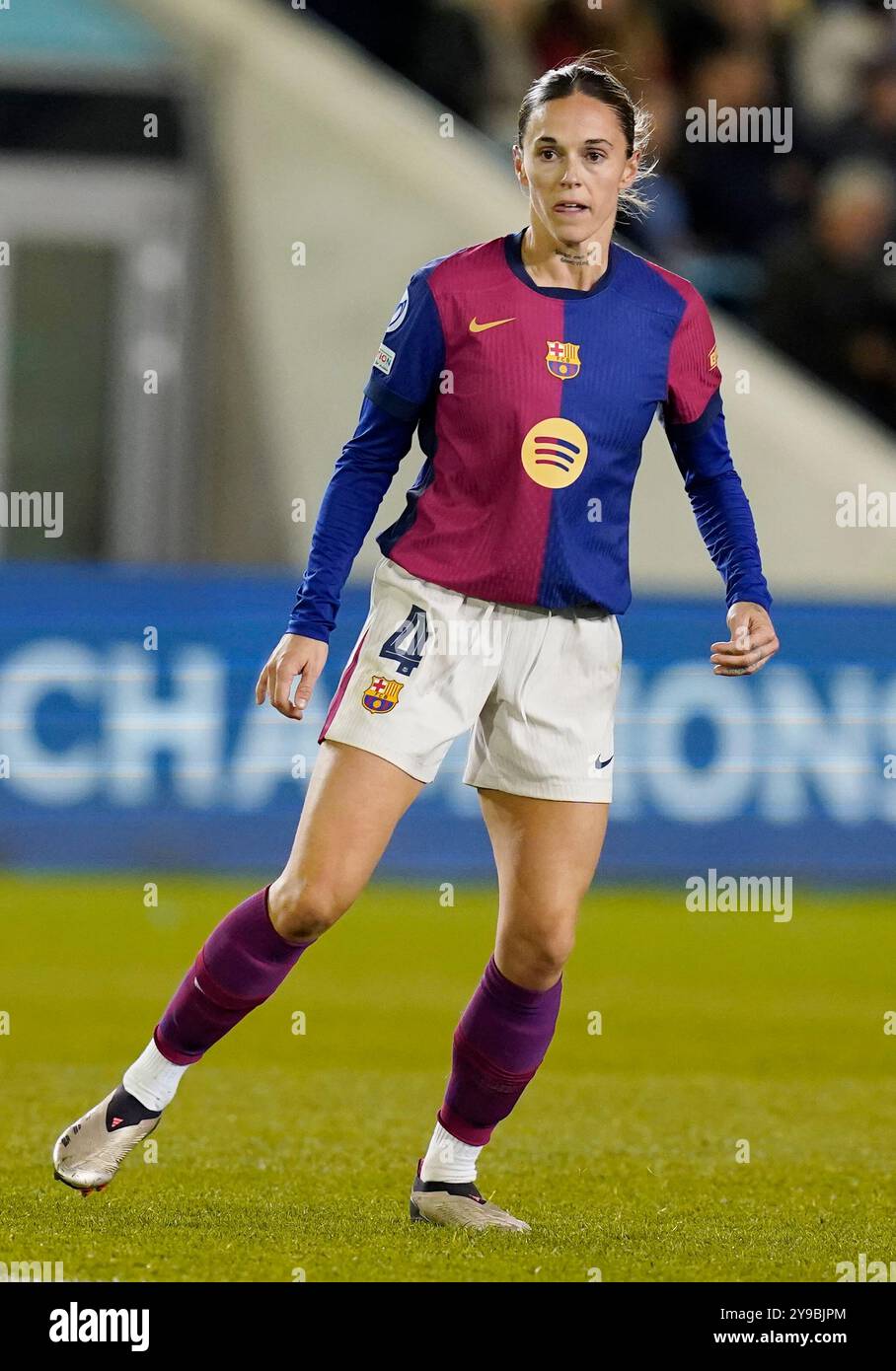 Manchester, UK. 9th Oct, 2024. Mapi Le-n of Barcelona during the UEFA Womens Champions League ...