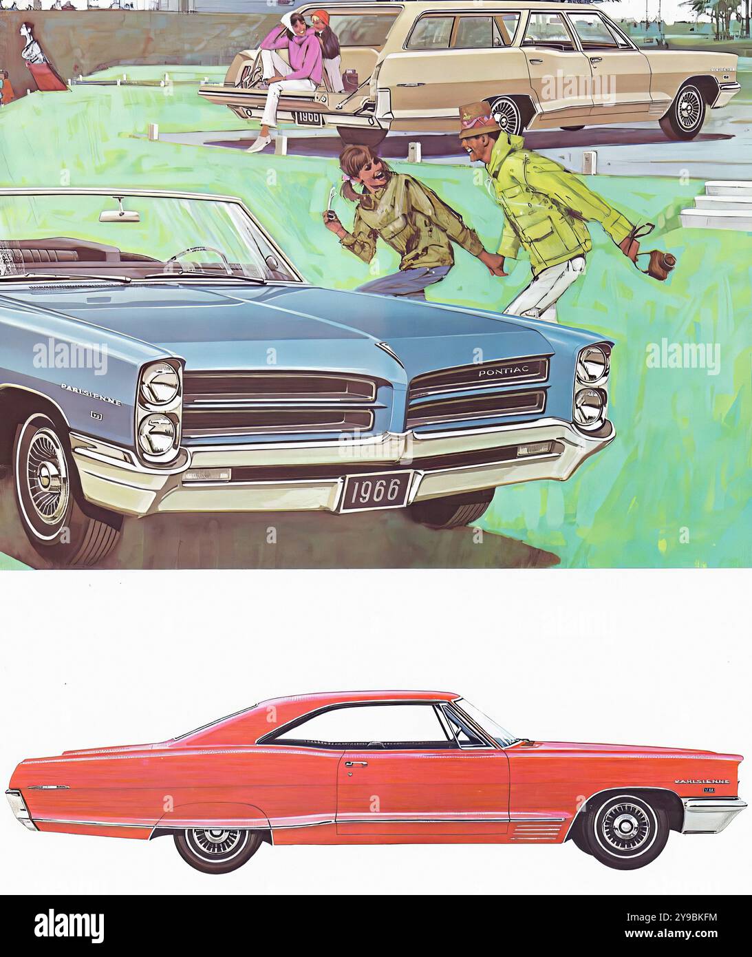 1966 Pontiac Parisienne - Vintage press car advertising Stock Photo - Alamy
