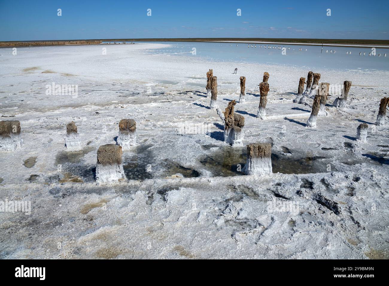 Wooden old baths on Lake Elton. Volgograd region, Russia Stock Photo ...