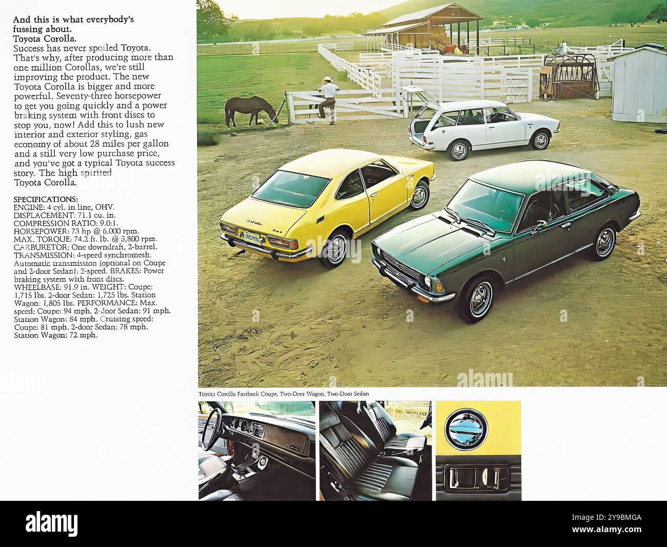 1971 Toyota Corolla - Vintage press car advertising Stock Photo - Alamy