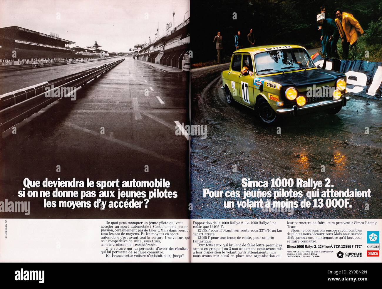 1973 Simca 1000 Rallye 2 - Vintage French press car advertising Stock ...