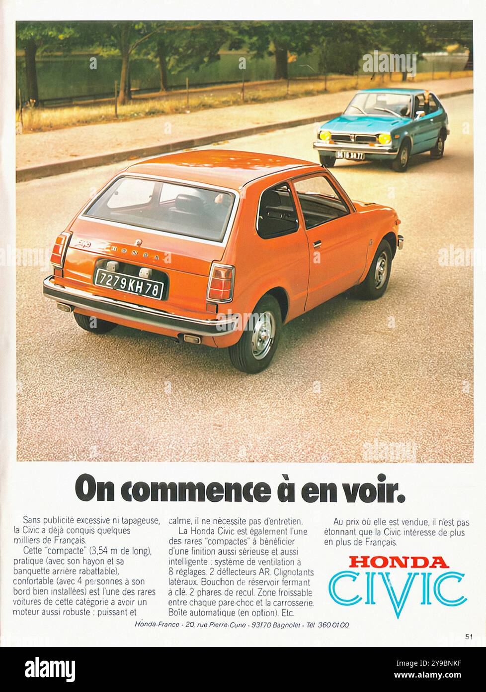 1975 Honda Civic - Vintage French press car advertising Stock Photo - Alamy