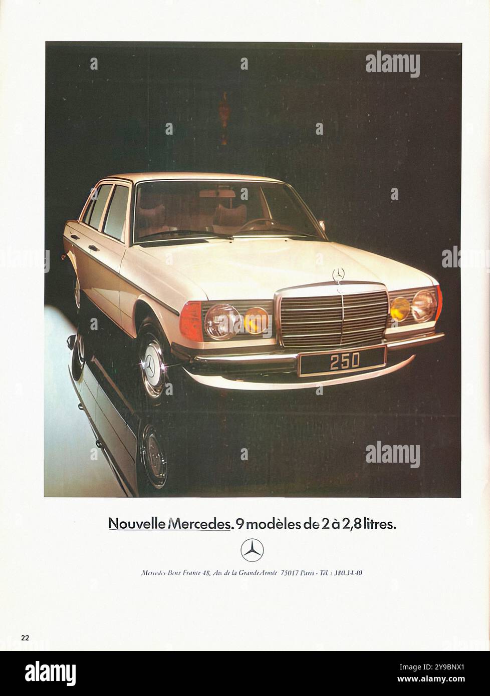 1976 Mercedes W123 - Vintage French press car advertising Stock Photo ...