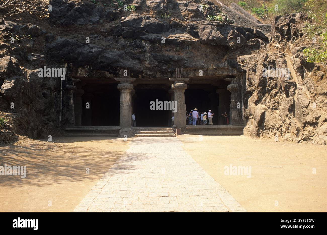 India, Mumbai, Bombay, Elephants cave on Gharapuri island, one of the ...