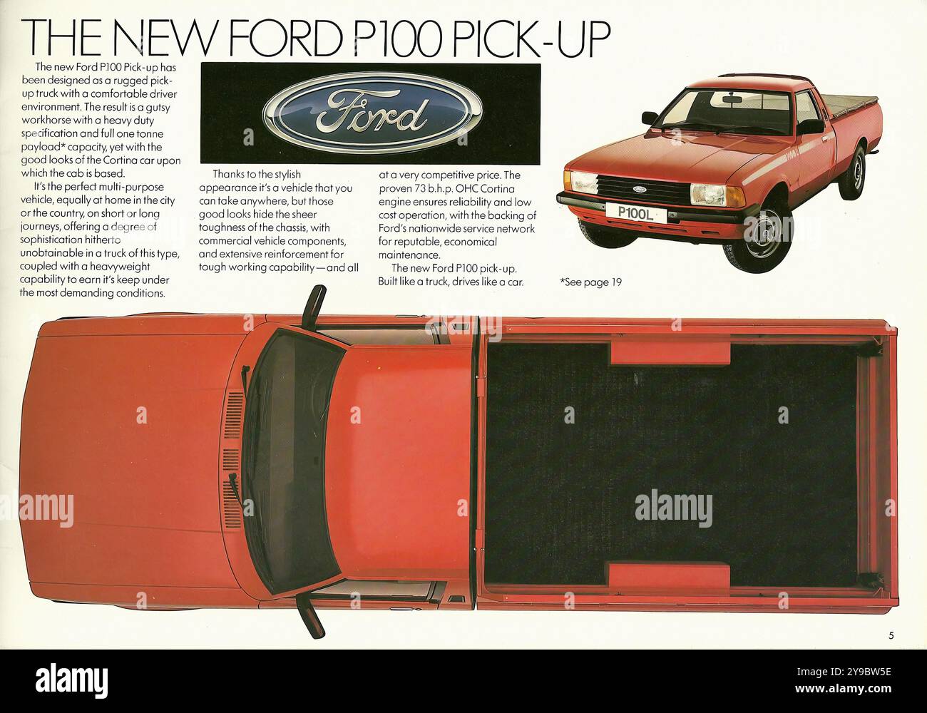 1982 Ford P-100 brochure from UK - Vintage press car advertising Stock ...