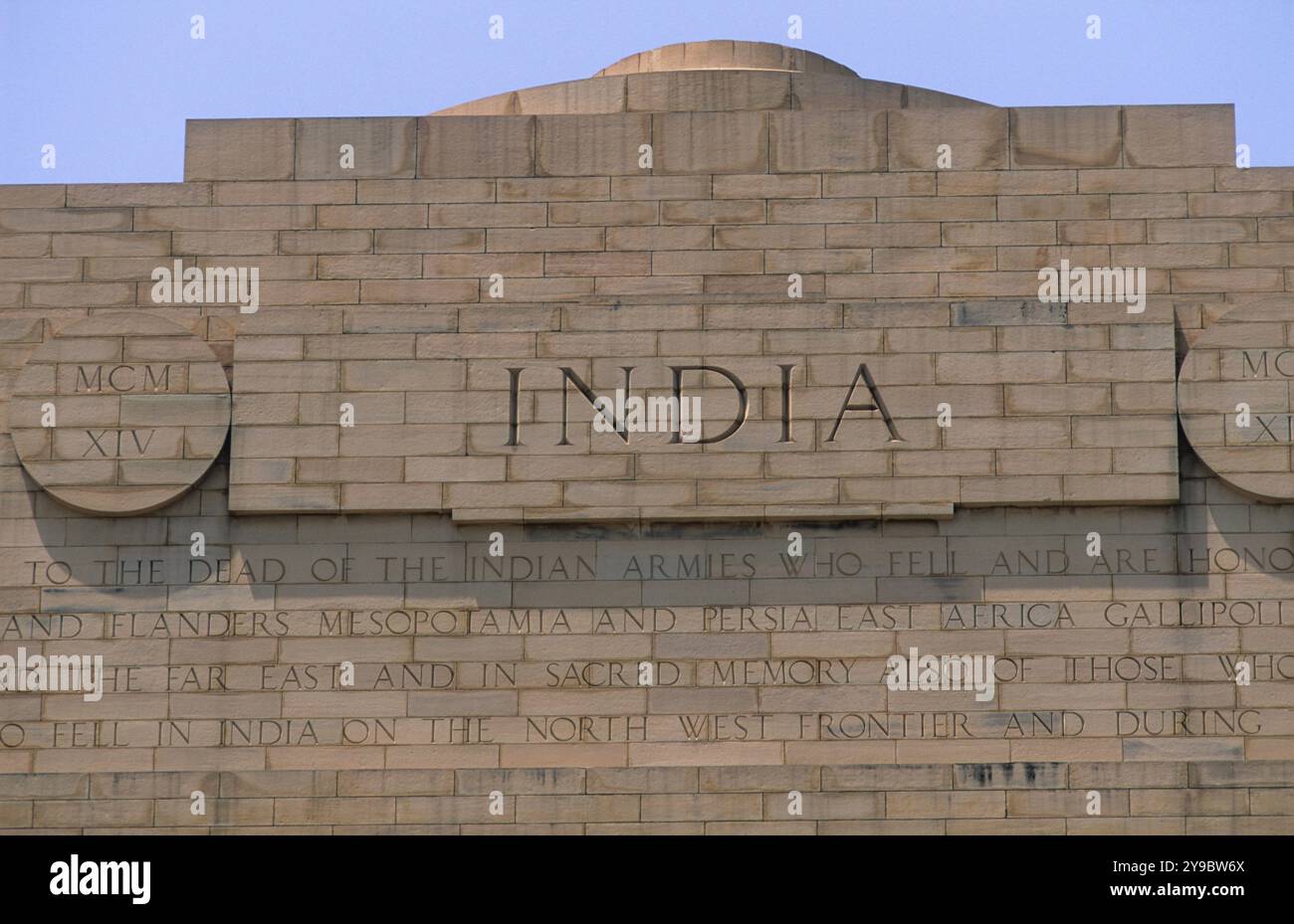 India, Delhi, close up of India gate, a memorial built in honour of the ...