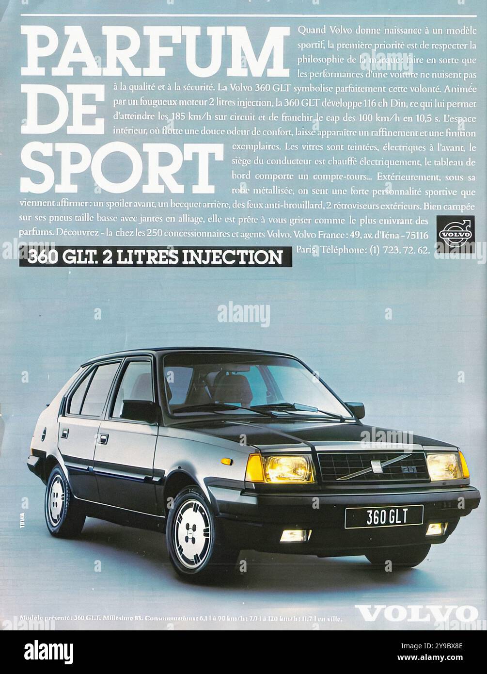 1985 Volvo 360 GLT - Vintage French press car advertising Stock Photo ...
