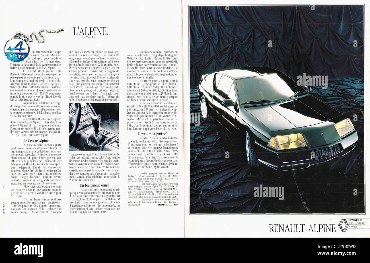 1987 Renault Alpine V6 - Vintage French press car advertising Stock ...