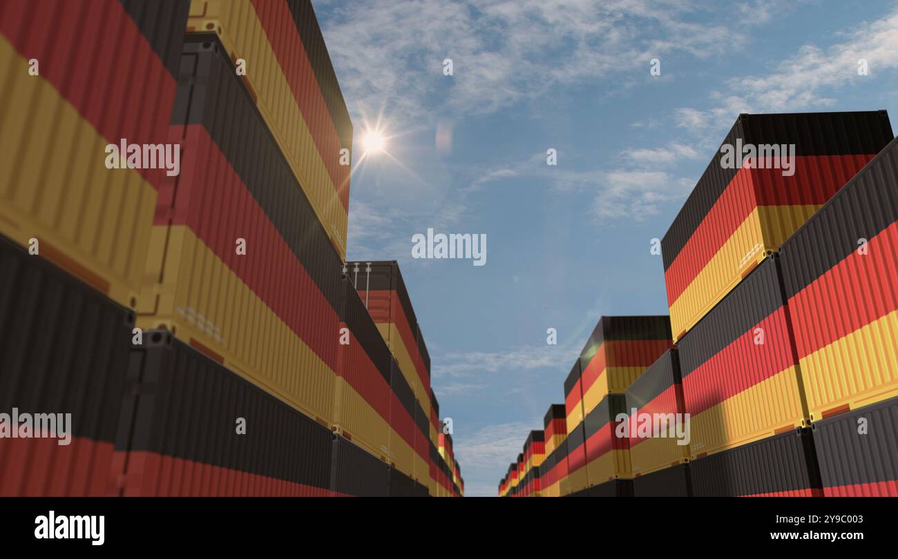 Germany export production and import cargo containers in row business ...
