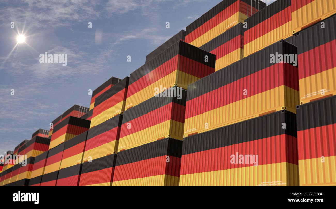 Germany export production and import cargo containers in row business ...