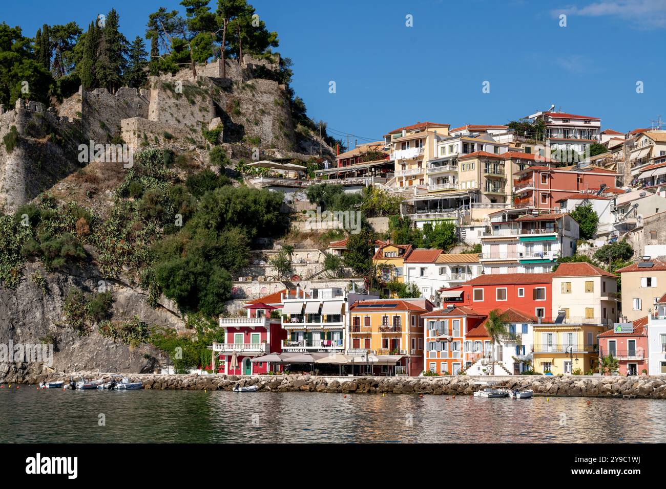 Greece Parga. Panagia island off the coast of Parga, small chapel and ...