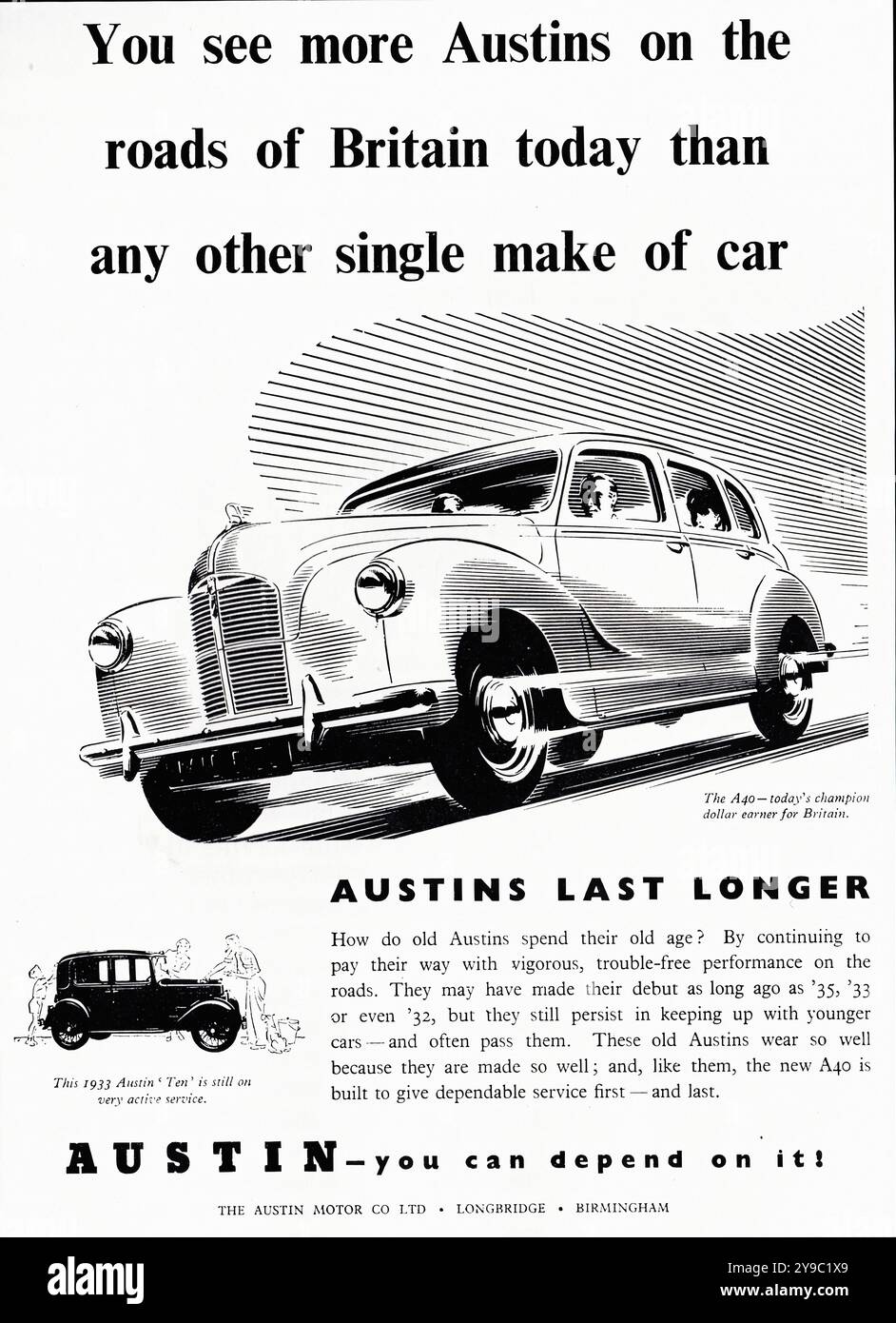 Austin A40 Devon (1949) - Vintage press car advertising Stock Photo - Alamy