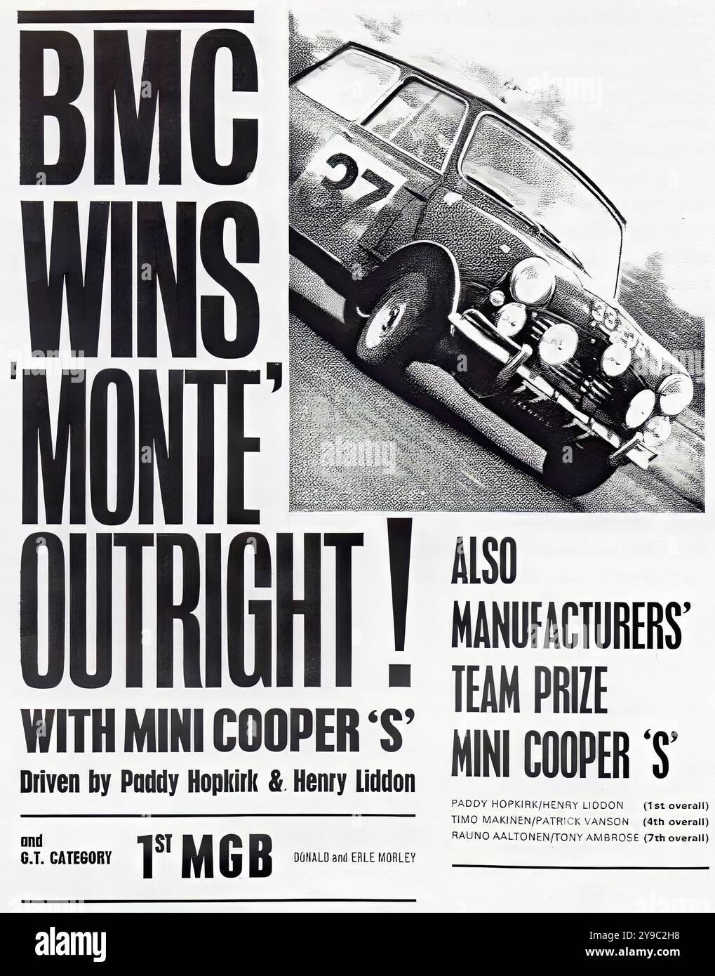 BMC Mini Cooper S - Monte Carlo Rally (1964) - Vintage press car ...