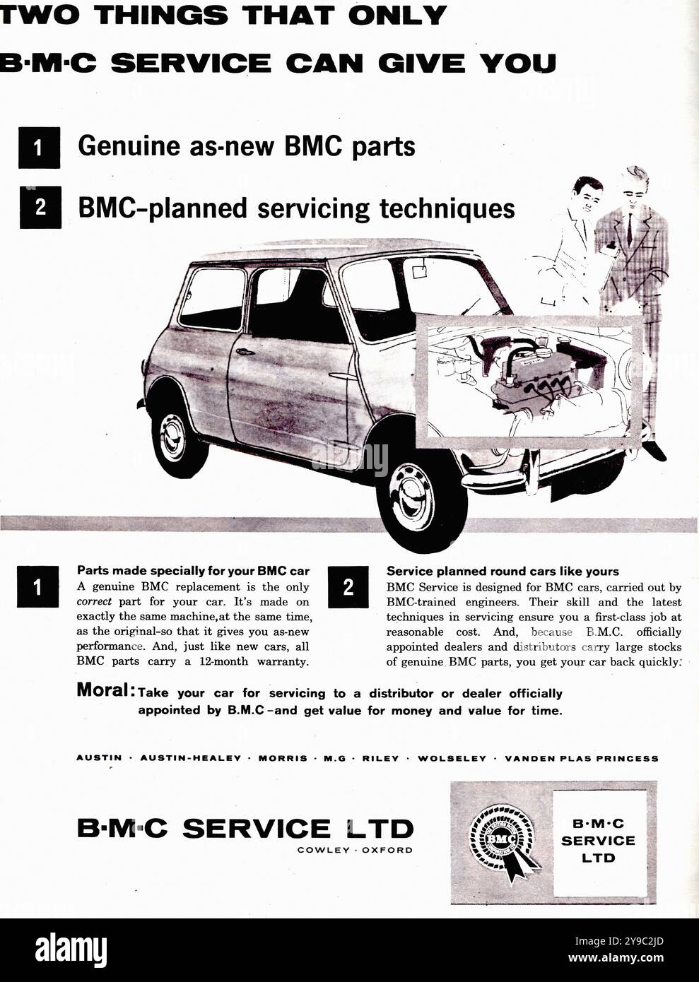 BMC Service (1962 advert) - Vintage press car advertising Stock Photo ...