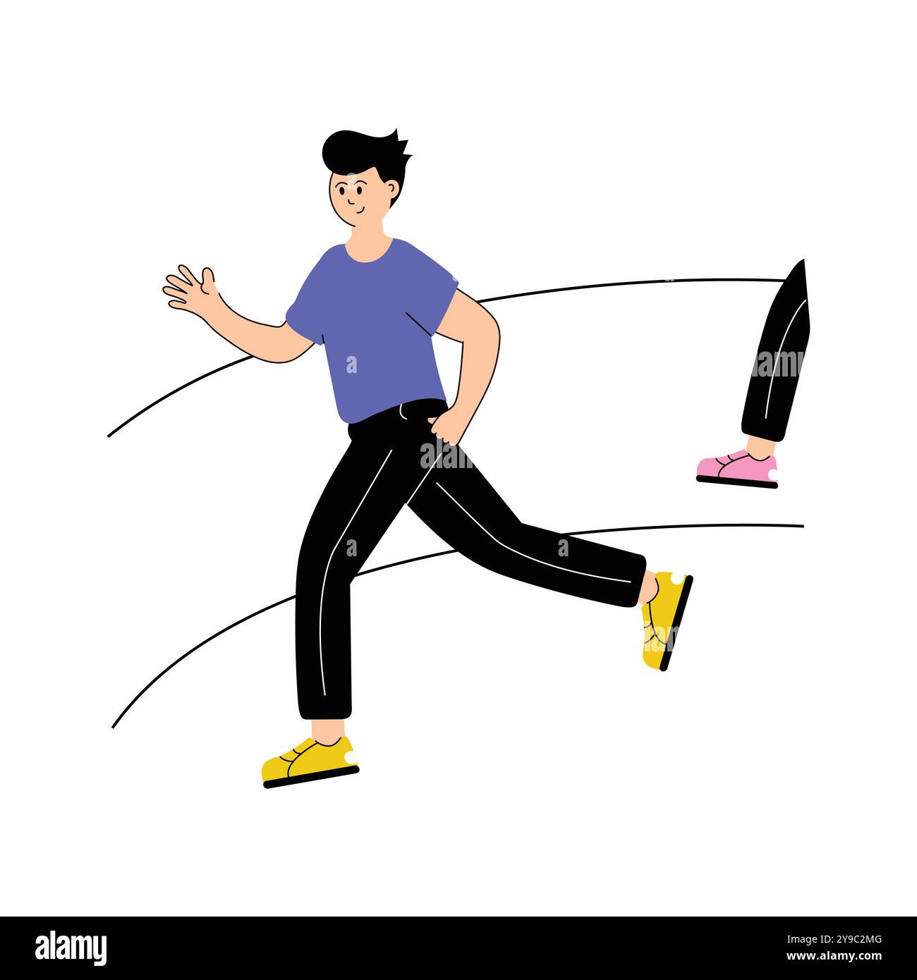 Runner sprinting towards the finish line, running competition ...