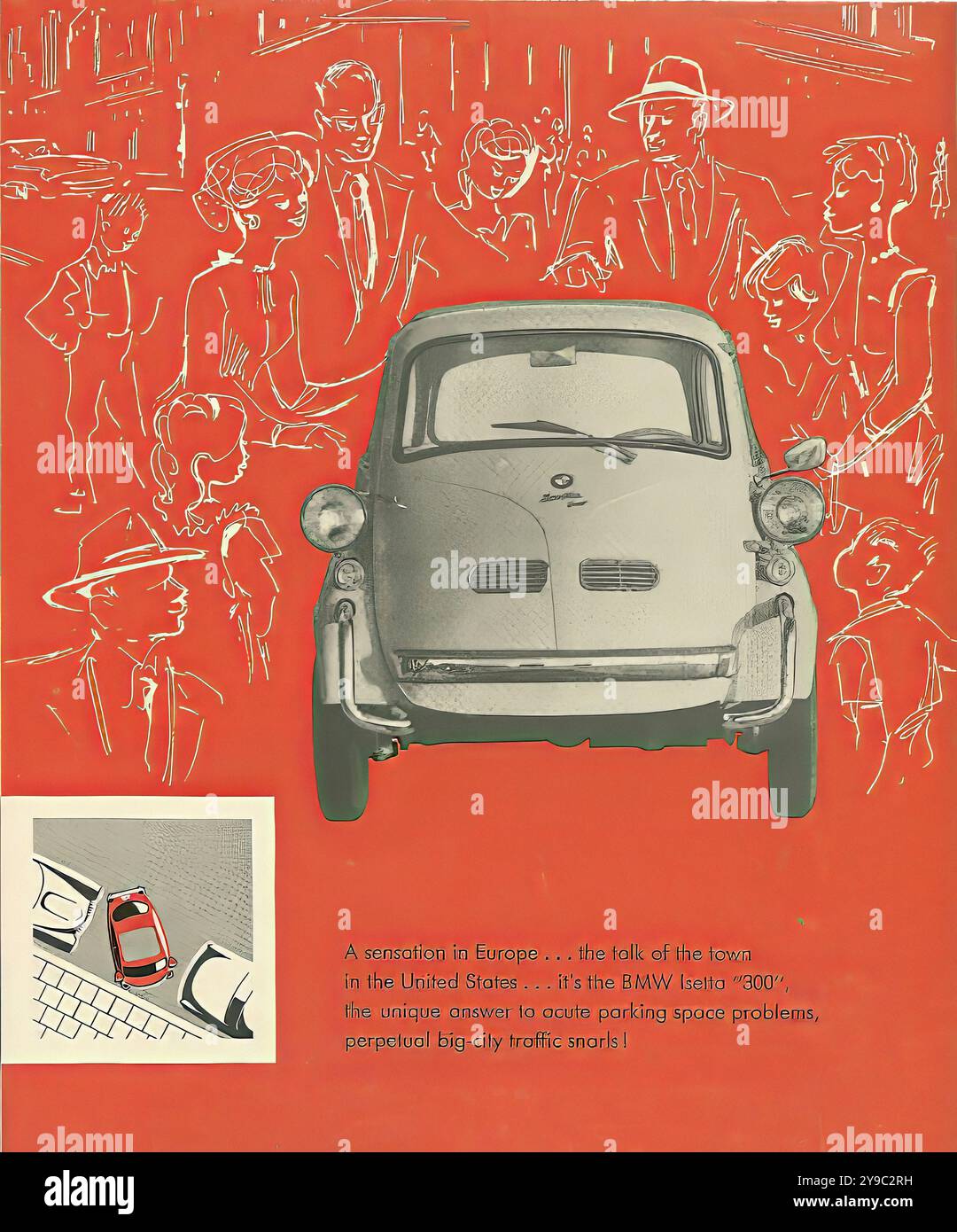 BMW Isetta 1958 USA - Vintage press car advertising Stock Photo - Alamy