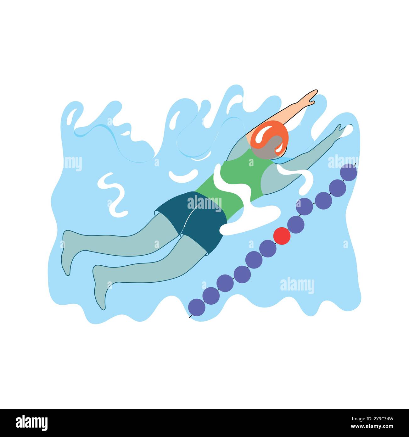 Swimming competition in olympic games, flat illustration Stock Vector ...