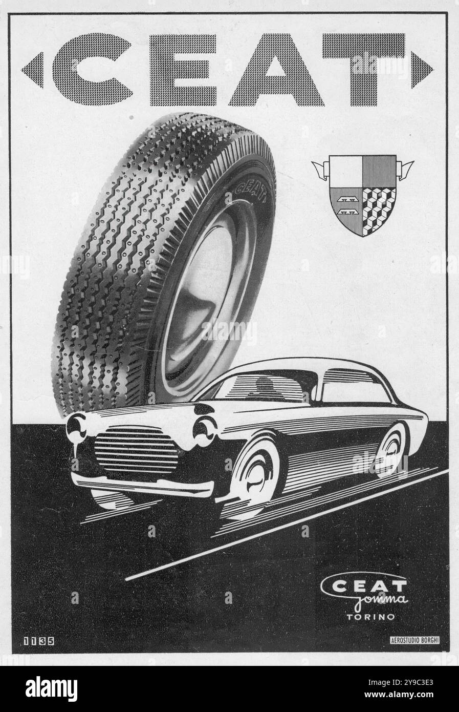Ceat ad from 1953 - Vintage press car advertising Stock Photo - Alamy