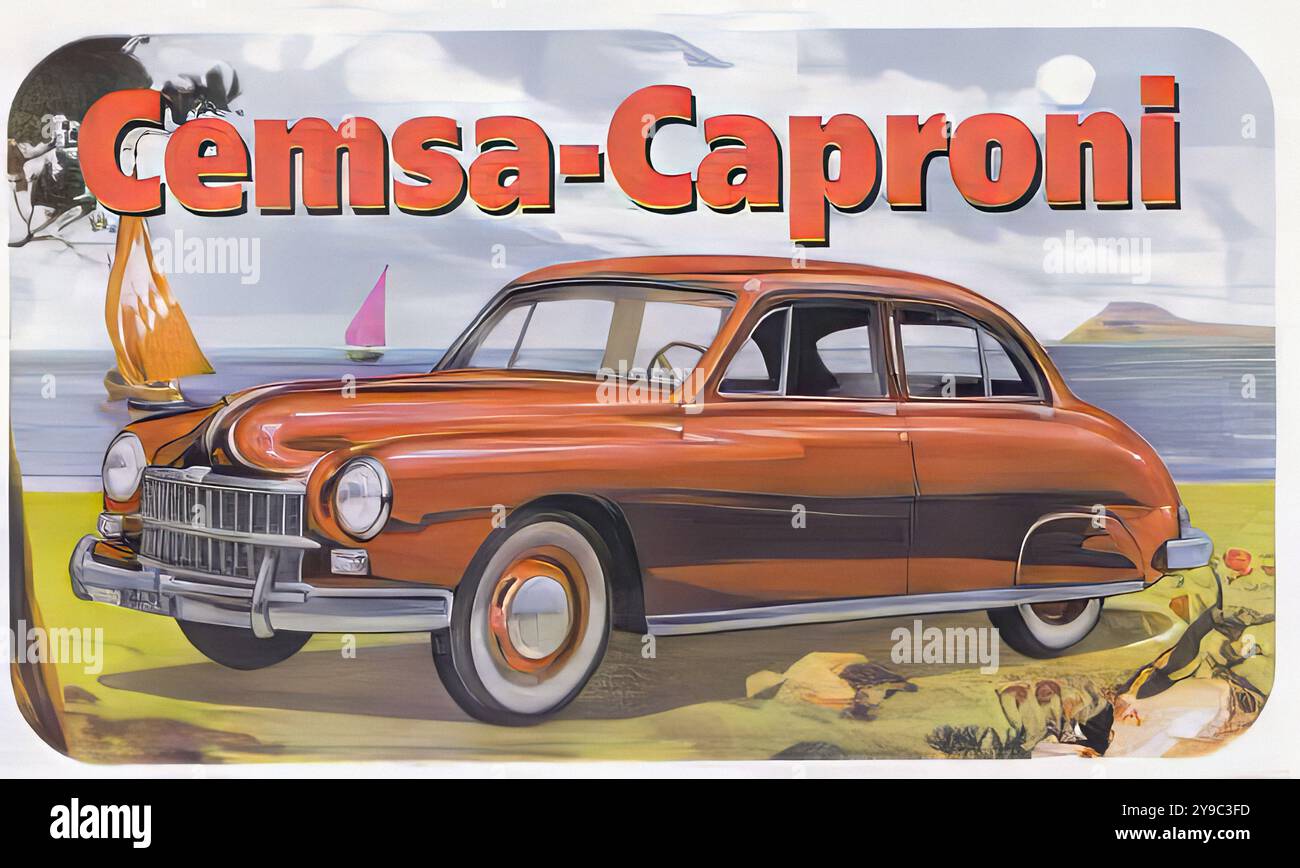 Cemsa Caproni F-11 (1948-49) - Vintage press car advertising Stock ...