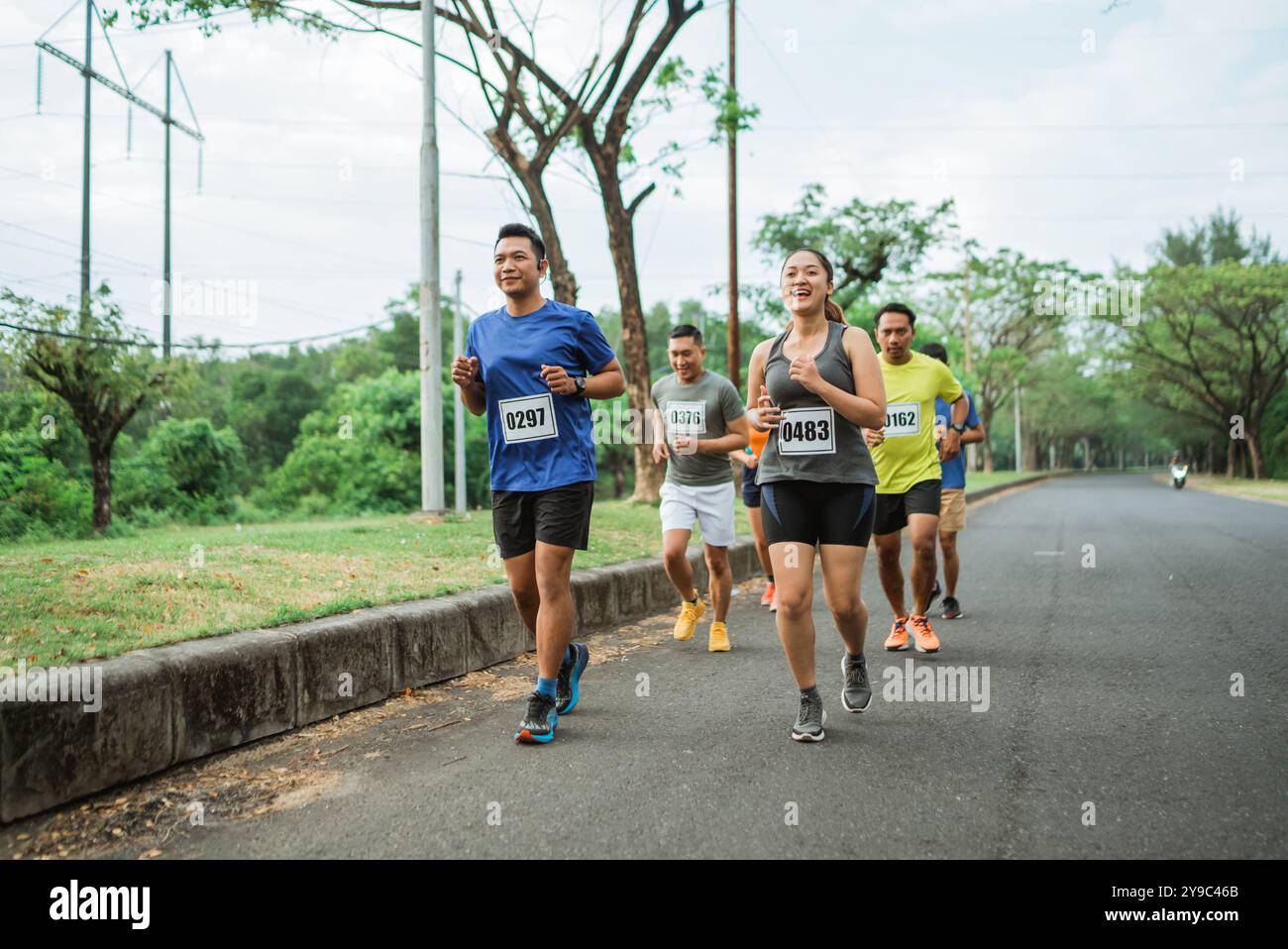 asian athlete activity joining marathon competition Stock Photo - Alamy