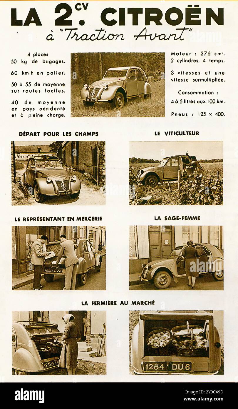 Citroën 2CV (1949) 0001 - Vintage press car advertising Stock Photo - Alamy