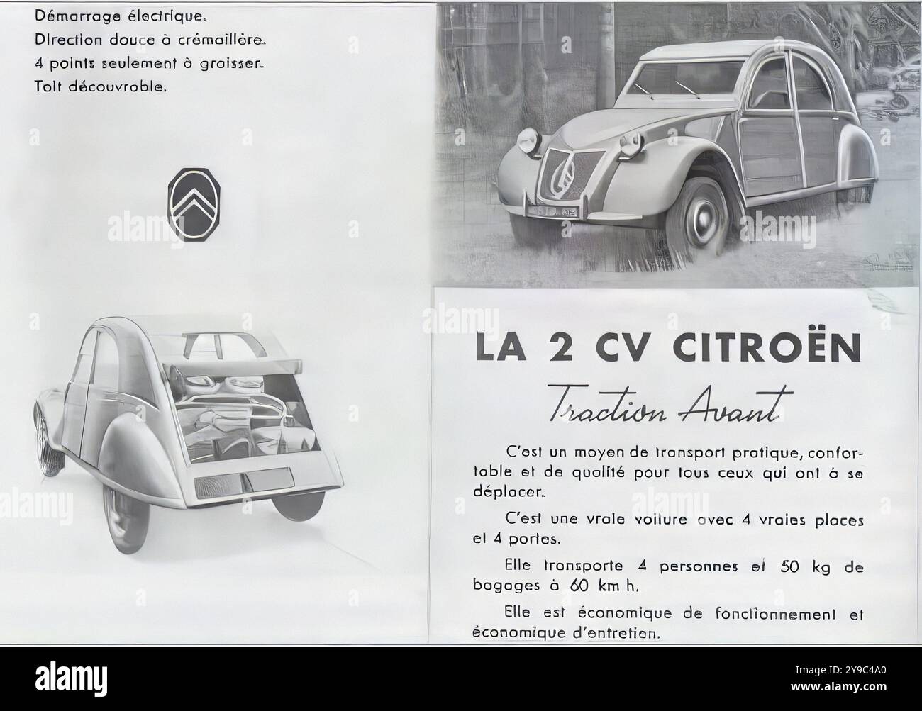 Citroen 2CV (early version) - Vintage press car advertising Stock Photo ...