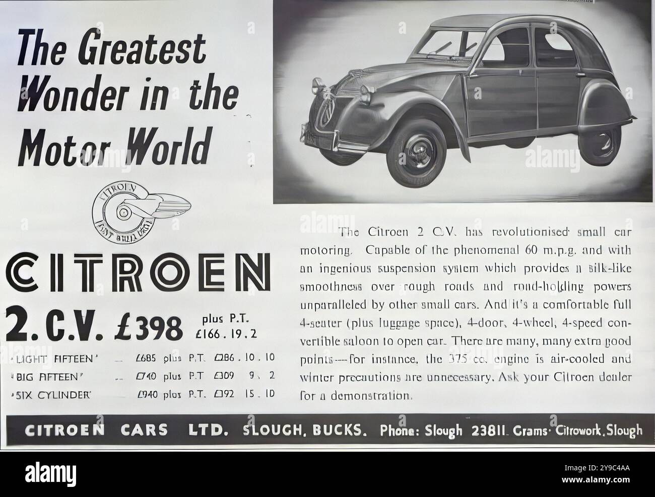 Citroen 2CV (Slough GB built) 1950s - Vintage press car advertising ...