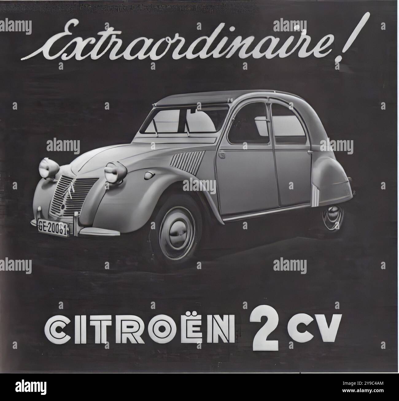 Citroen 2CV (Belgium) 1950s - Vintage press car advertising Stock Photo ...