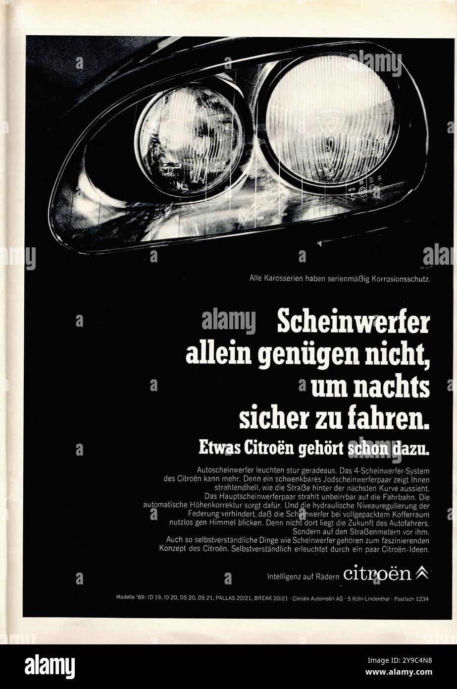Citroen Ds (1969) - Vintage German Press Car Advertising Stock Photo ...