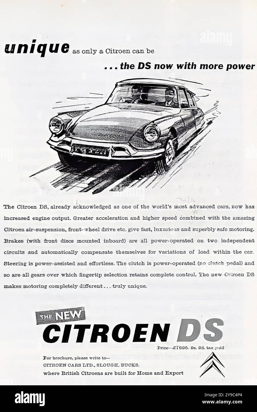 Citroen DS (1961) - Vintage press car advertising Stock Photo - Alamy