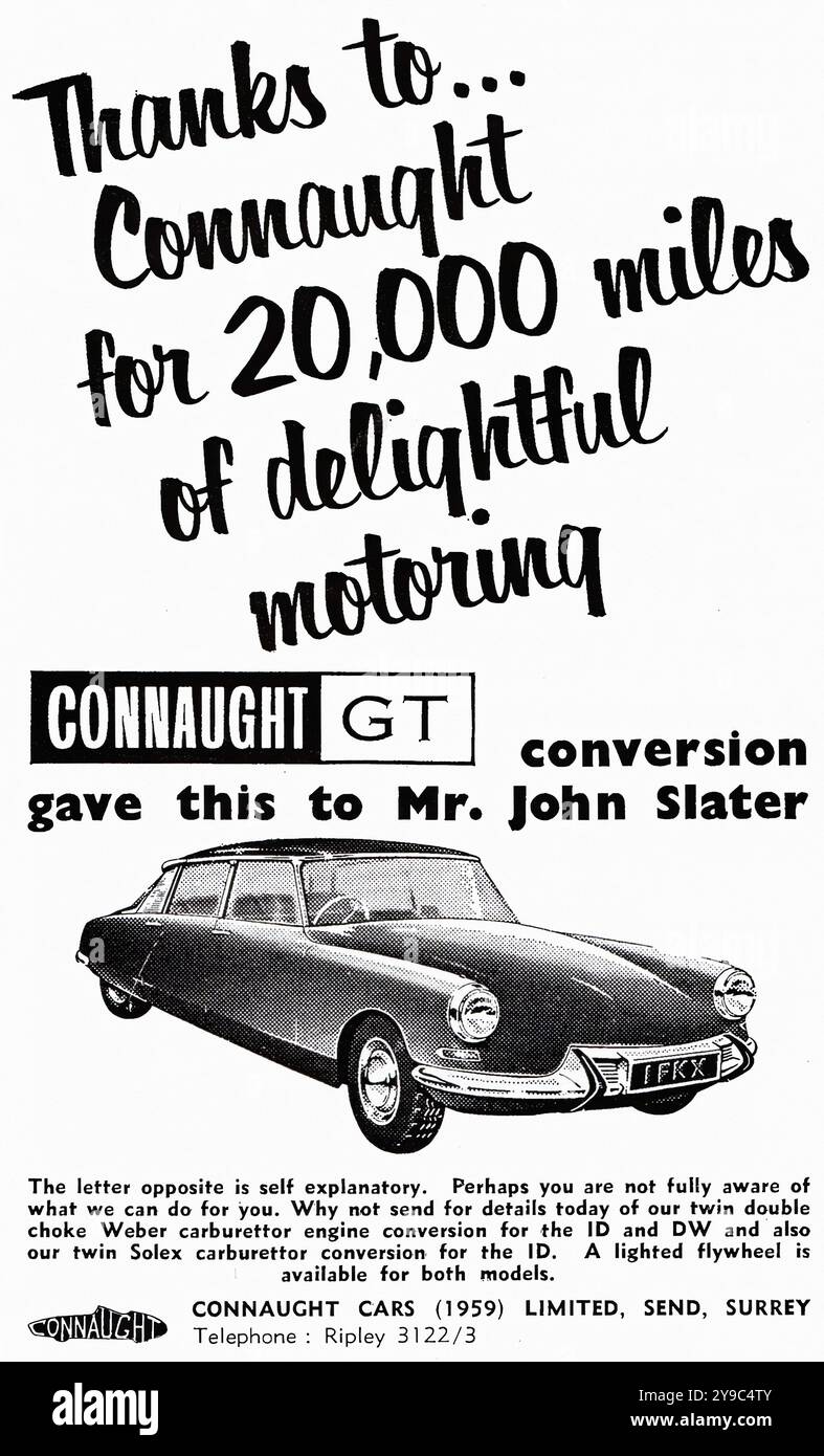 Citroen DS19 (Connaught GT) - Vintage press car advertising Stock Photo ...