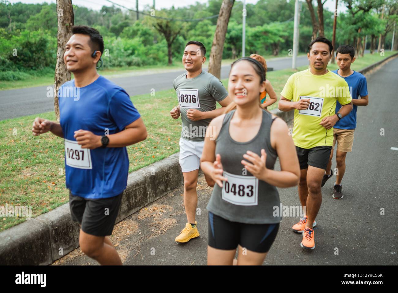 group healthy people joining marathon competition Stock Photo - Alamy