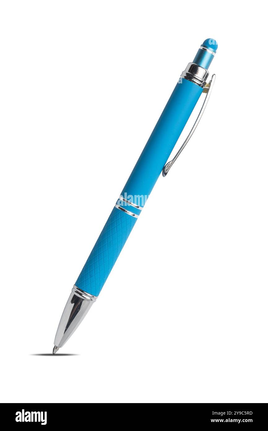 Light blue office ballpoint pen isolated Stock Photo - Alamy