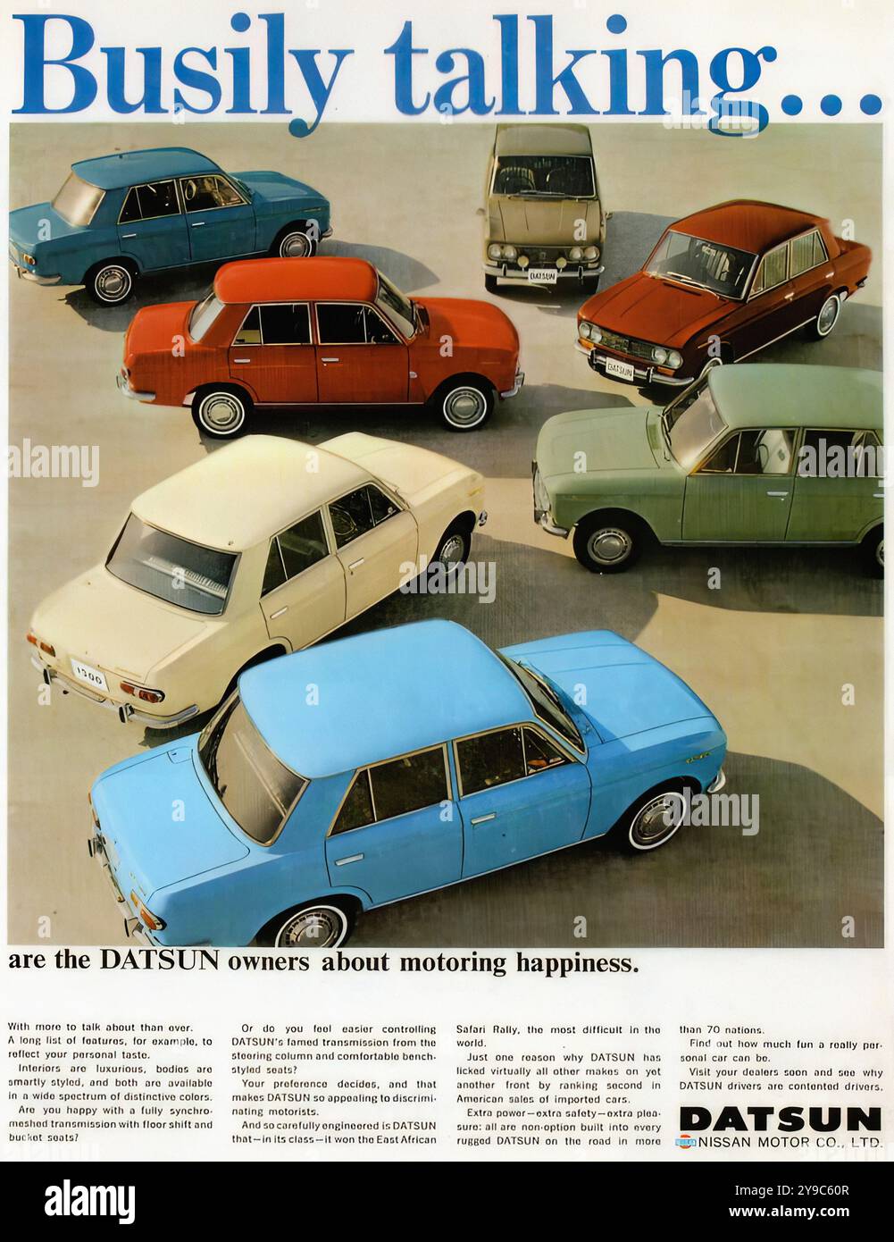 Datsun Bluebird (mid 1960s) - Vintage press car advertising Stock Photo ...