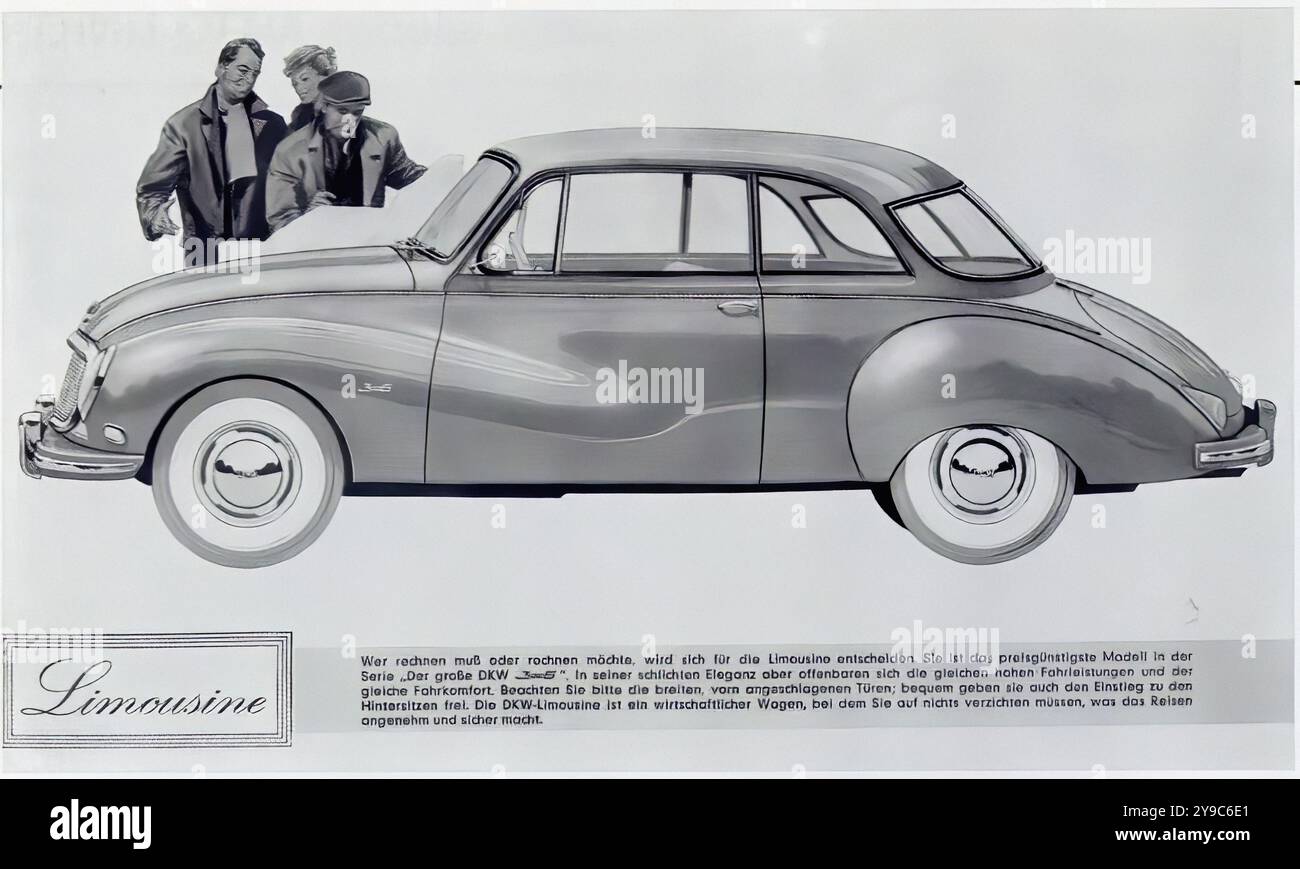 DKW Auto-Union 1000 (1958) - Vintage press car advertising Stock Photo ...