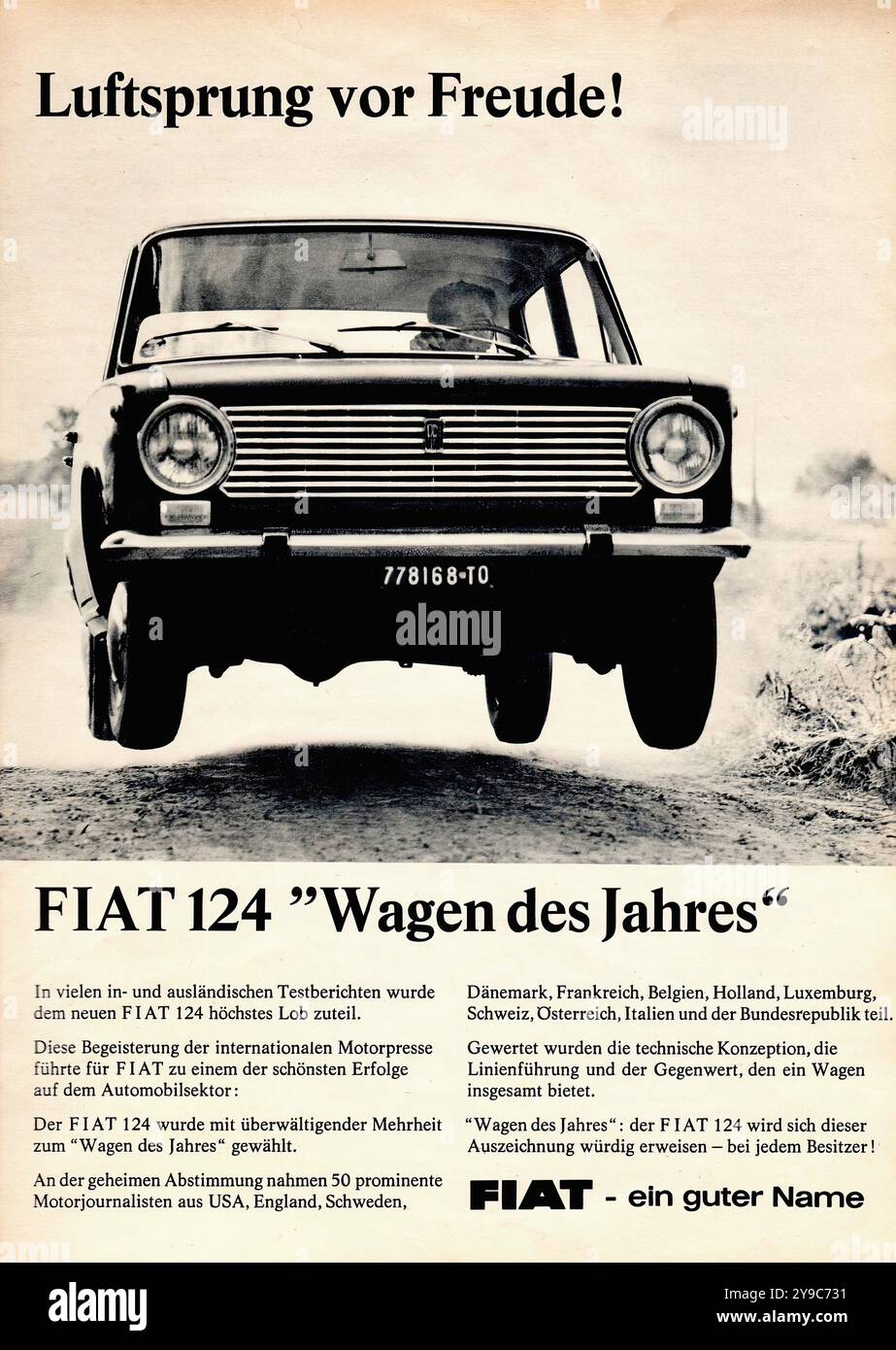 Fiat 124 (1966) - Vintage German Press Car Advertising Stock Photo - Alamy