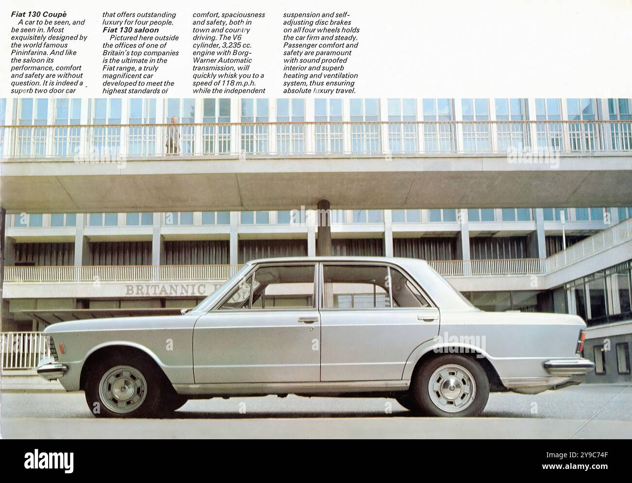 Fiat 130 Saloon (1972-73) - Vintage press car advertising Stock Photo ...