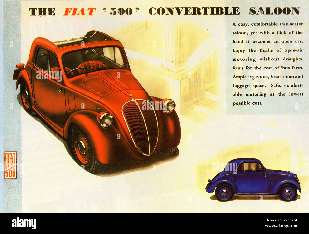 Fiat 500 Convertible Saloon (late 1930s) - Vintage press car ...