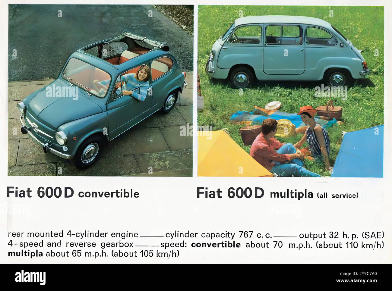 Fiat 600 D Convertible & Multipla (1965-66) - Vintage press car ...