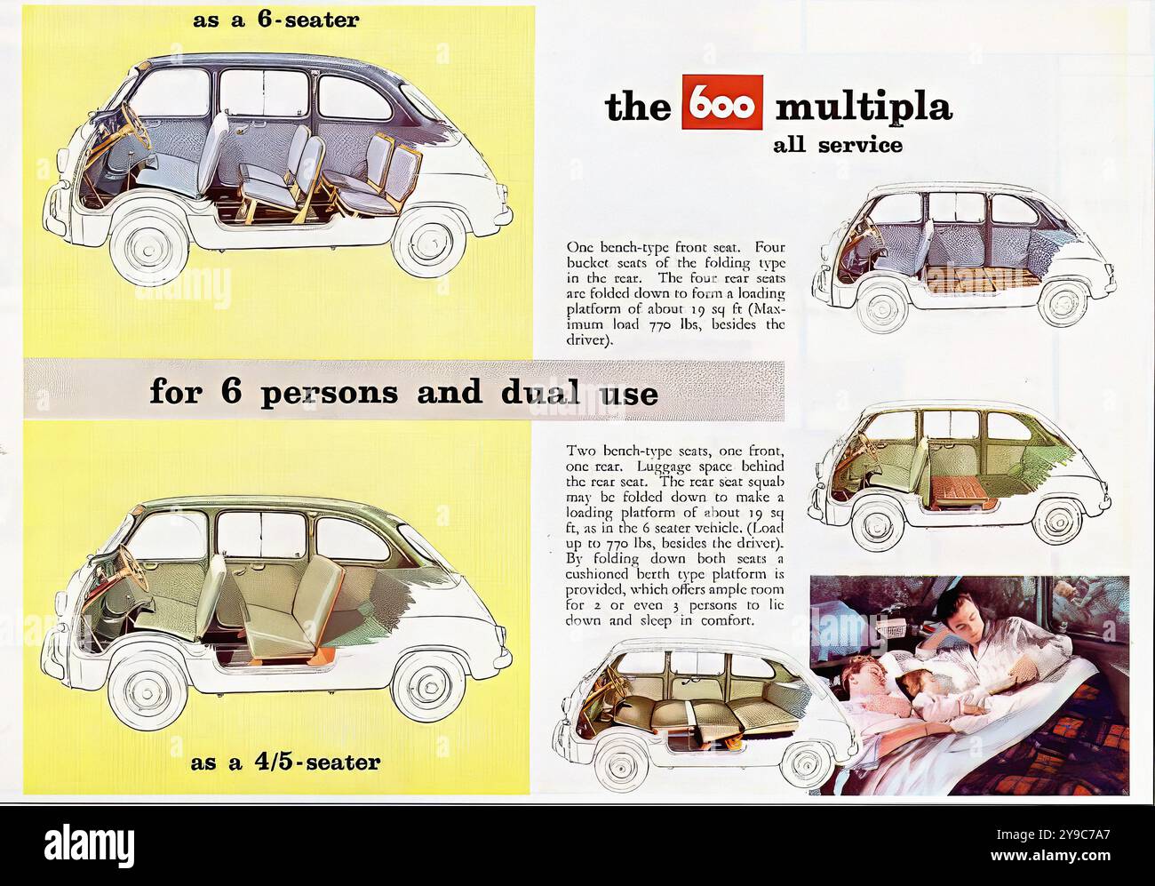 Fiat 600 Multipla (1957-69 - Vintage press car advertising Stock Photo ...