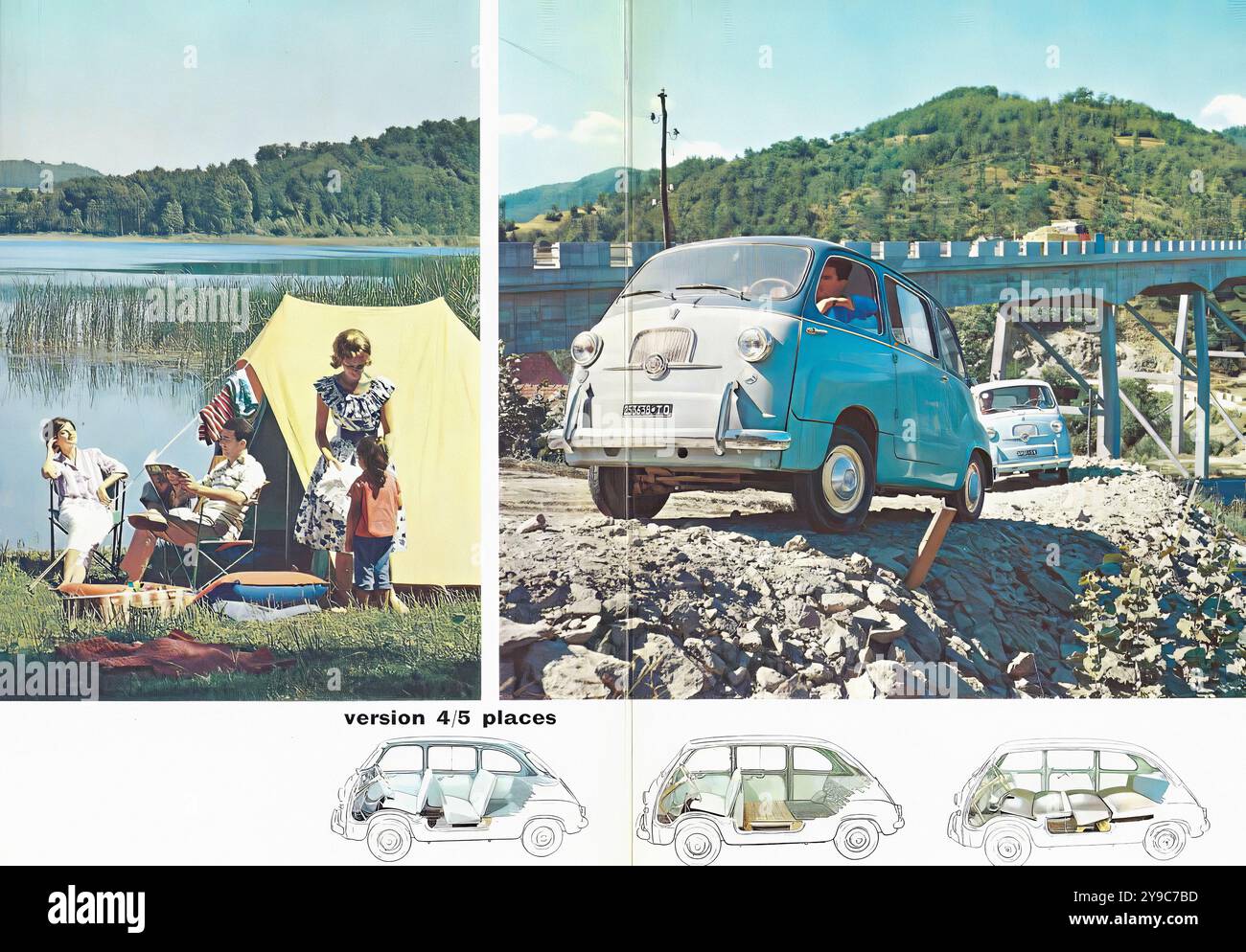 Fiat 600 0003 - Vintage press car advertising Stock Photo - Alamy