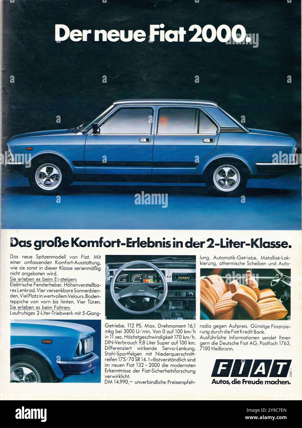 Fiat 2000 (1977) - Vintage German Press Car Advertising Stock Photo - Alamy