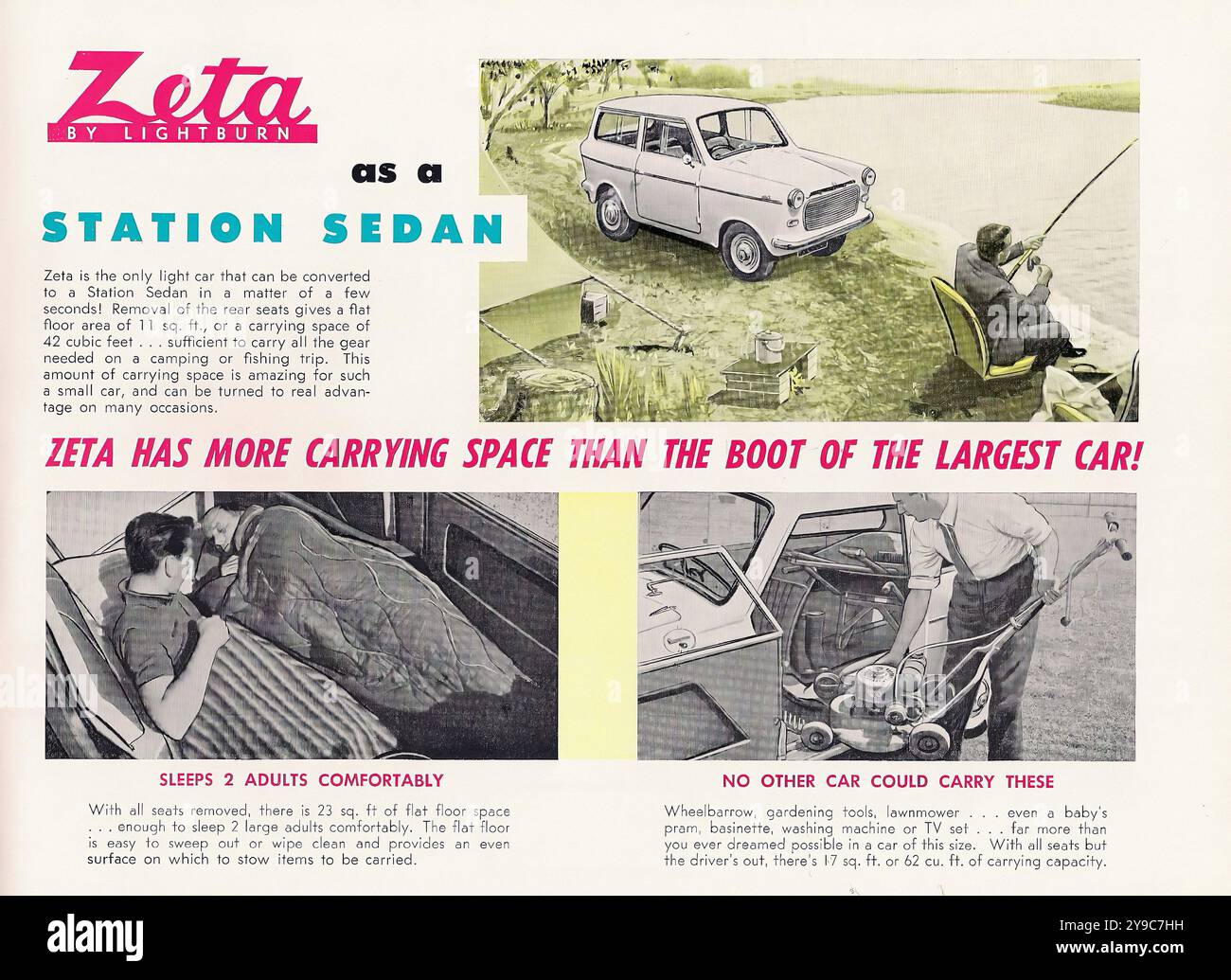 Fiberglass bodied Lightburn Zeta - Vintage press car advertising Stock ...