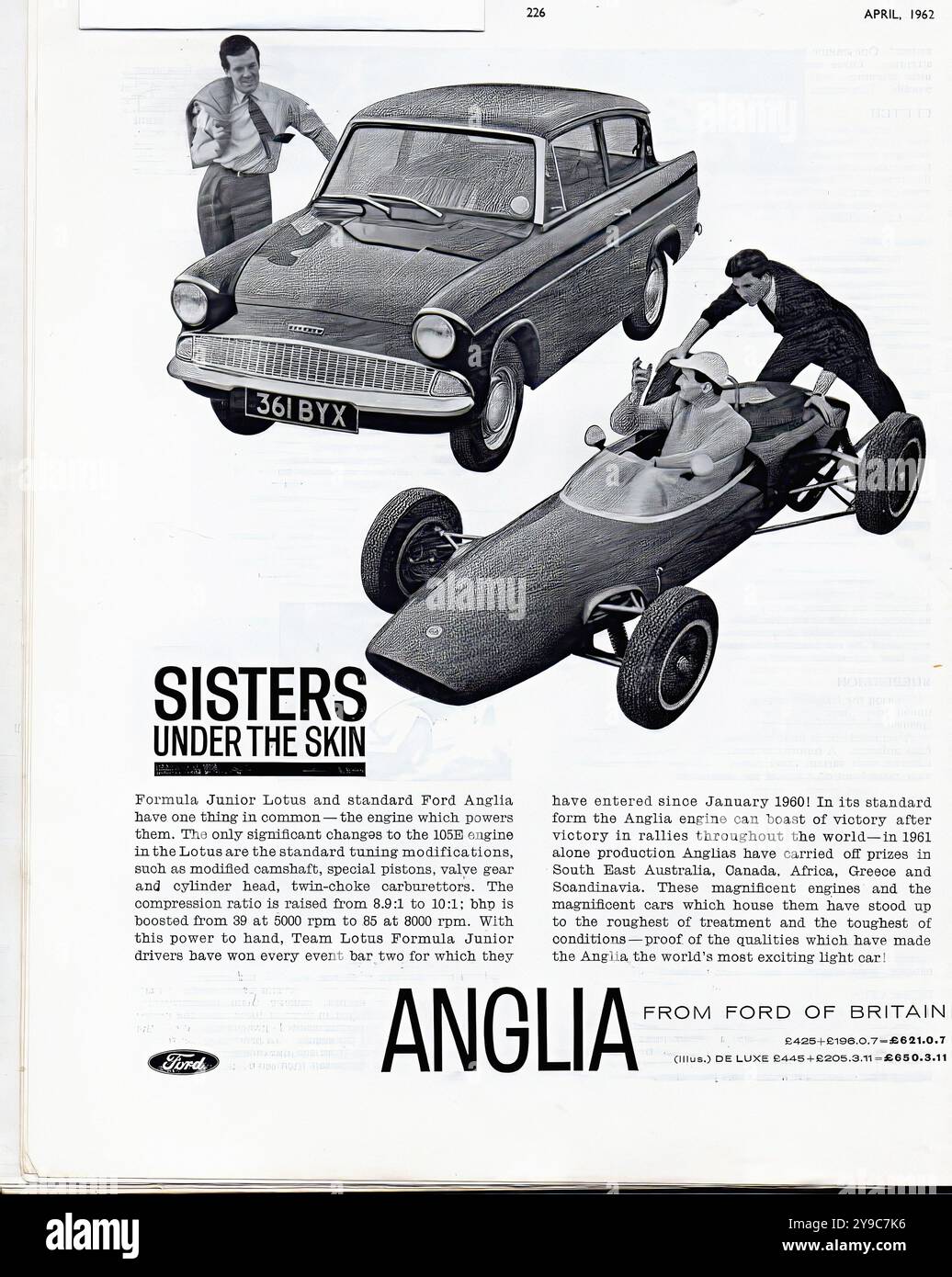 Ford Anglia 105E - Vintage press car advertising Stock Photo - Alamy