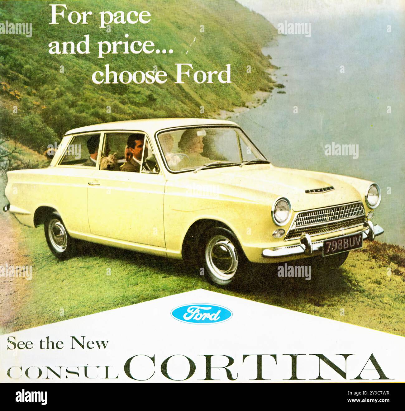 Ford Consul Cortina Deluxe (1962) - Vintage press car advertising Stock ...