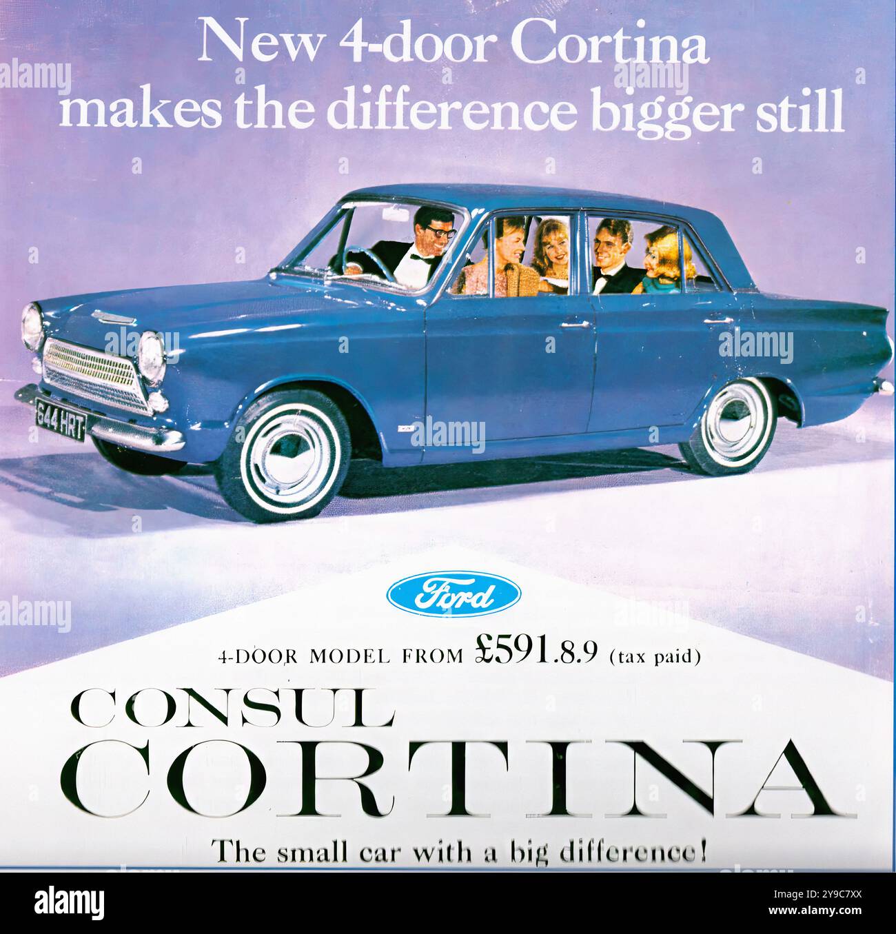 Ford Consul Cortina (1963) 4-door - Vintage press car advertising Stock ...